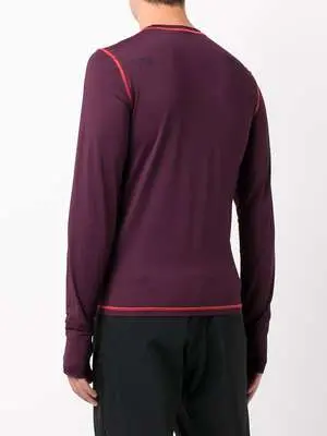 Aztech Mountain Crewneck Long Sleeve Sweatshirt With Contrast Stitching - Purple