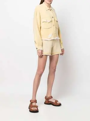 BARRIE Fringed Denim Jacket - Yellow