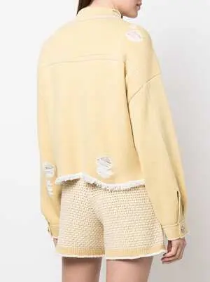 BARRIE Fringed Denim Jacket - Yellow