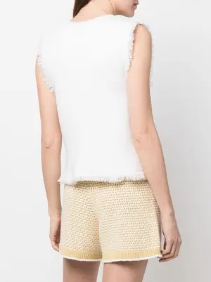 BARRIE Fringe-trim Knitted Top - Neutrals