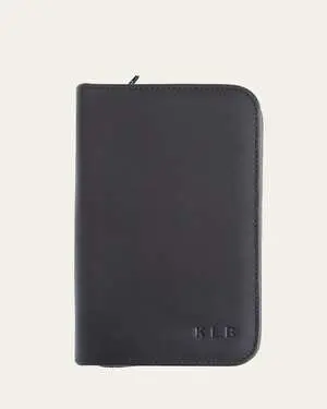 ROYCE NEW YORK Monogrammed Leather Travel Grooming Toiletry Kit, Personalized Black