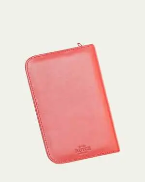ROYCE NEW YORK Monogrammed Leather Travel Grooming Toiletry Kit, Personalized Red