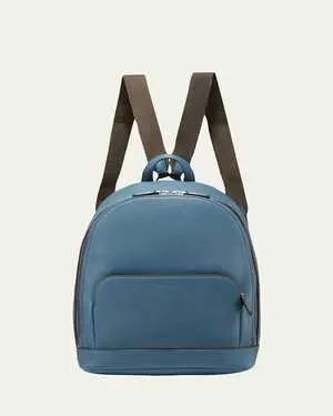 Giorgio Armani Tumbled Calf Leather Backpack - Blue