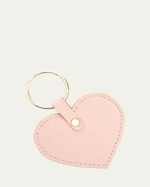 ROYCE NEW YORK Monogrammed Leather Heart-shaped Key Chain, Personalized - Light Pink