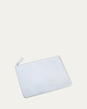 ROYCE NEW YORK Monogrammed Leather Zippered Travel Organizer Pouch, Personalized Silver