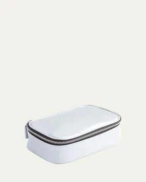 ROYCE NEW YORK Leather Travel Tech Organizer Case - Silver