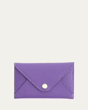 ROYCE NEW YORK Monogrammed Leather Envelope Style Card Holder, Personalized Purple