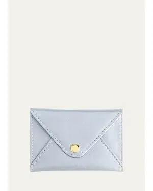 ROYCE NEW YORK Monogrammed Leather Envelope Style Card Holder, Personalized Silver