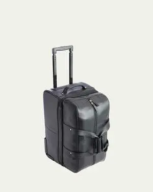ROYCE NEW YORK Monogrammed Leather Executive Rolling Duffle Suitcase