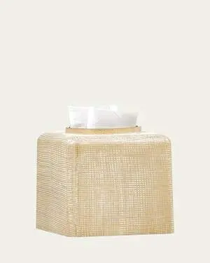 LABRAZEL Woven Tissue Box Cover, Gold - Gold/white