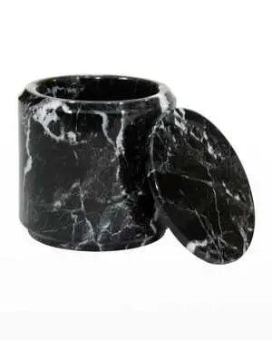 MARBLE CRAFTER Eris Collection Black Zebra Marble Canister - Black Zebra
