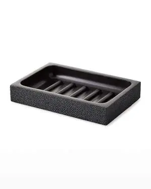 PIGEON AND POODLE Manchester Rectangular Soap Dish Black Faux Shagreen