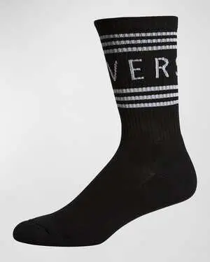 Versace Cotton-stretch Crew Socks - Black/white
