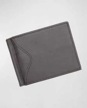 ROYCE NEW YORK Personalized Rfid-blocking Leather Money Clip Black