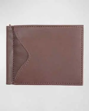 ROYCE NEW YORK Personalized Rfid-blocking Leather Money Clip Brown