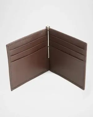 ROYCE NEW YORK Personalized Rfid-blocking Leather Money Clip - Brown