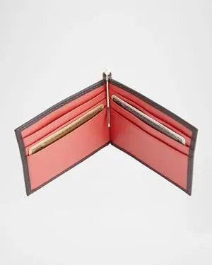 ROYCE NEW YORK Personalized Rfid-blocking Leather Money Clip - Red