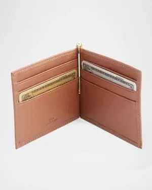 ROYCE NEW YORK Personalized Rfid-blocking Leather Money Clip - Tan
