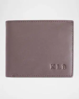 ROYCE NEW YORK Personalized Leather Rfid-blocking Trifold Wallet Brown