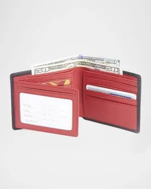 ROYCE NEW YORK Personalized Leather Rfid-blocking Trifold Wallet - Red