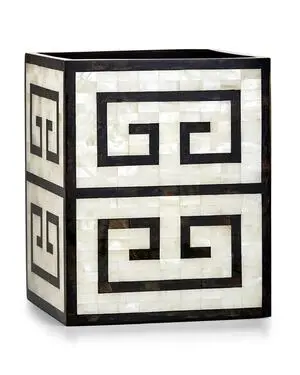 LABRAZEL Greek Key Wastebasket - Ivory/ebony