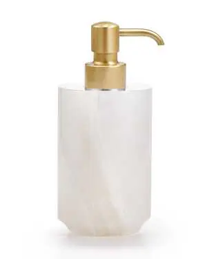 LABRAZEL Hielo White Onyx Wastebasket Brushed Brass