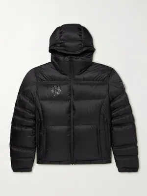 Moncler Logo-print Quilted Shell Down Hooded Jacket - Black