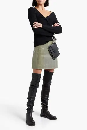 Helmut Lang Bungee Coldshoulder Twisted Woolblend Sweater