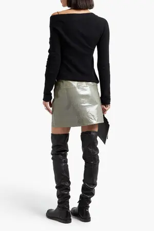 Helmut Lang Bungee Coldshoulder Twisted Woolblend Sweater