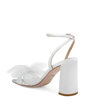 Badgley Mischka Tess Tulle Bow Block Heel Sandals