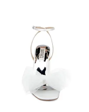 Badgley Mischka Tess Tulle Bow Block Heel Sandals