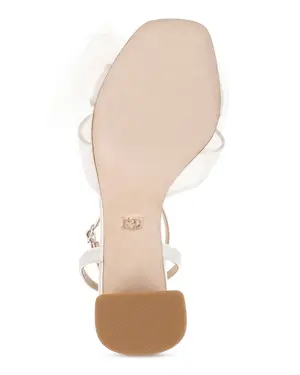 Badgley Mischka Tess Tulle Bow Block Heel Sandals