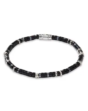 John Hardy Sterling Silver Classic Chain Onyx And Hematite Heishi Bracelet - Black