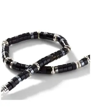 John Hardy Sterling Silver Classic Chain Onyx And Hematite Heishi Bracelet - Black