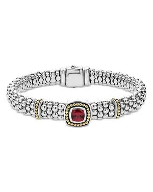 Lagos 18k Yellow Gold And Sterling Silver Rittenhouse Rhodolite Garnet Bracelet - Red/silver