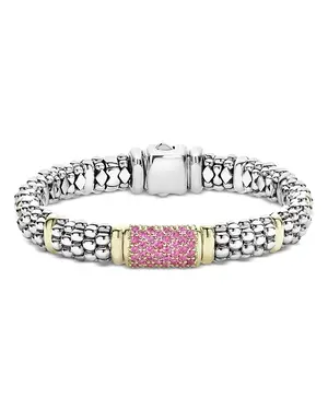 Lagos LAGOS 18k Yellow Gold & Sterling Silver Link Bracelet Pink/silver