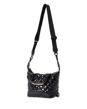 Mz Wallace Micro Sutton Bag - Black Lacquer/matte Black