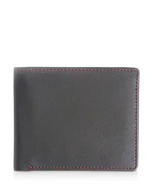 ROYCE NEW YORK Leather Rfid-blocking Id Flap Bifold Wallet - Black/red