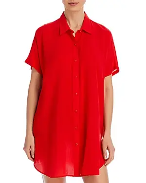 Aqua Swim Button-down Swim Cover Up Tunic Exclusive