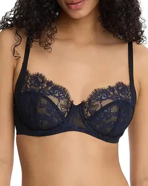 SKARLETT BLUE Entice Lace Side Support Balconette Bra - Black/midnight