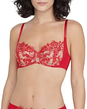 SKARLETT BLUE Entice Lace Side Support Balconette Bra Sangria/ny