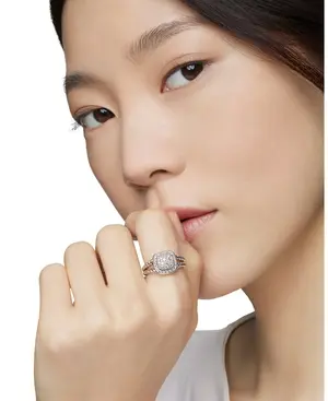 David Yurman Sterling Petite Albion Pave Diamond Ring - Silver