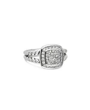 David Yurman Sterling Petite Albion Pave Diamond Ring - Silver