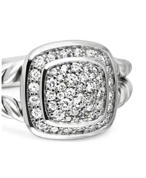David Yurman Sterling Petite Albion Pave Diamond Ring - Silver