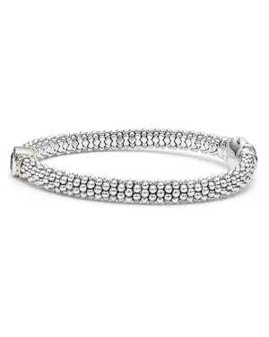 Lagos Sterling Silver And 18k Yellow Gold Rhodolite Garnet Link Bracelet - Red/silver