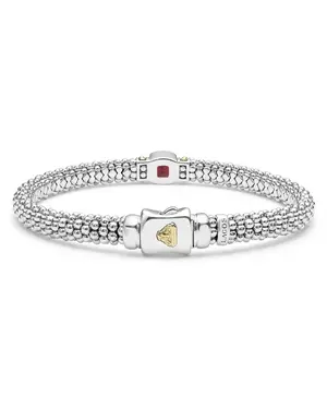 Lagos Sterling Silver And 18k Yellow Gold Rhodolite Garnet Link Bracelet - Red/silver