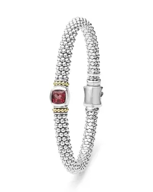 Lagos Sterling Silver And 18k Yellow Gold Rhodolite Garnet Link Bracelet - Red/silver