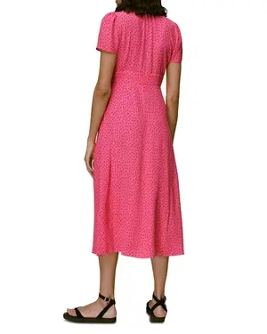 Whistles Heidi Spot Print Shirred Dress