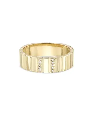 ZOE LEV 14k Yellow Diamond Cigar Bar Ring - Gold