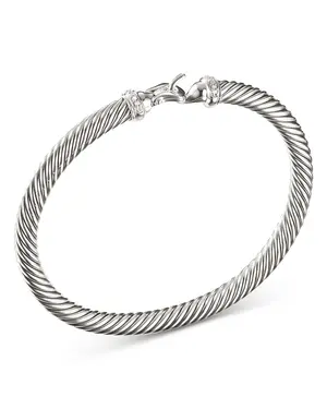 David Yurman Sterling Cable Buckle Bracelet With Diamonds